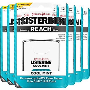 Listerine Cool Mint Interdental Floss Bundle | Effective Plaque Removal, Teeth & Gum Protection | Shred-Resistant, Fresh-Breath Feeling, PFAS Free | 55 Yards, 6 Pack