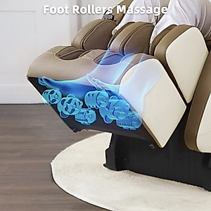 MassaMAX Full Body Massage Chair, Zero Gravity Recliner with Yoga Stretch, SL Track, Airbags, Heating, Touch Screen, and Foot Massage (MD906-Beige)