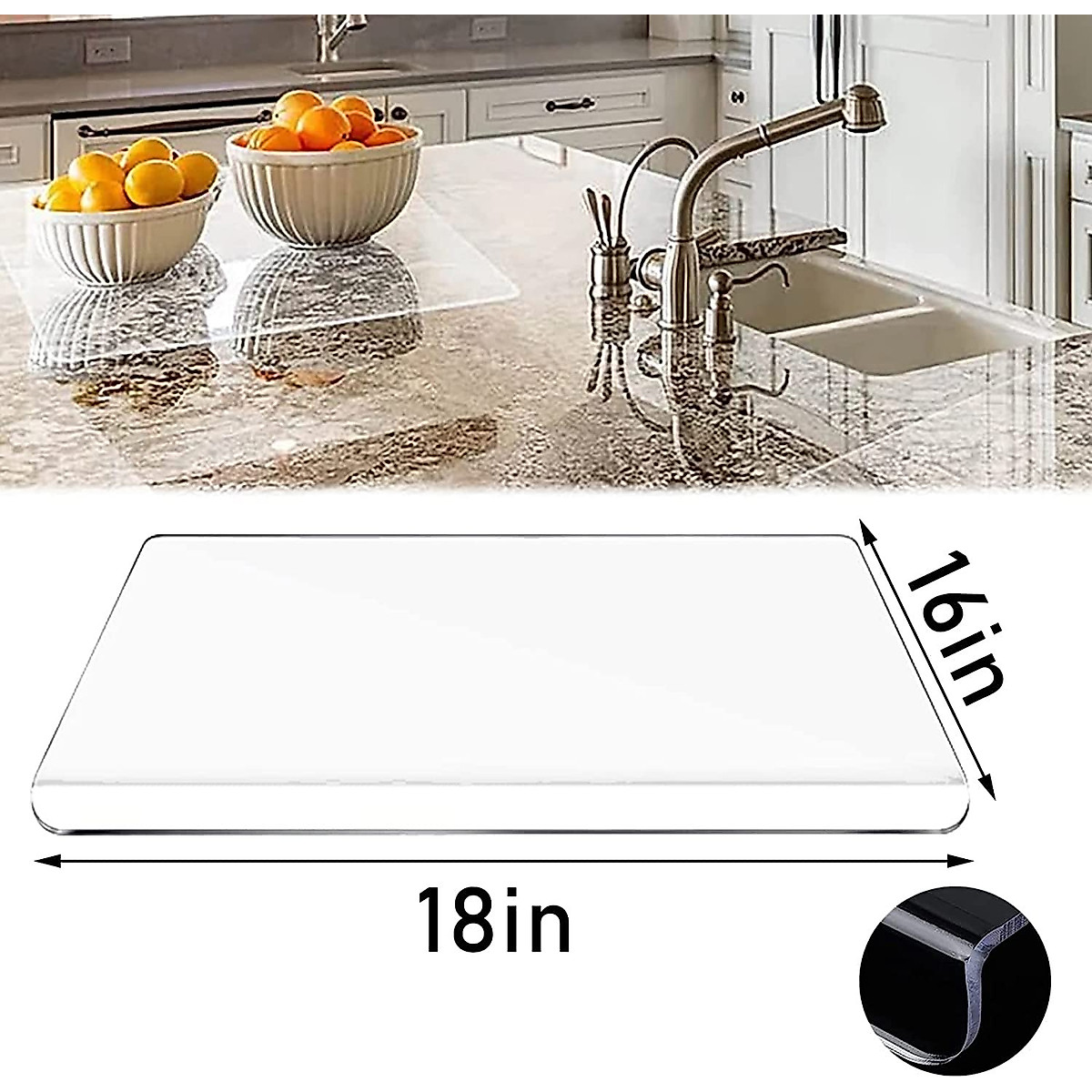 Acrylic Cutting Boards for Kitchen Counter, 2023 New Acrylic Anti-Slip Transparent Cutting Board with Lip for Counter Countertop Protector Home Restaurant, Cutting Boards For Kitchen Counter