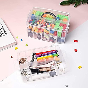 Funall 3-Tier Stackable Storage Container with 30 Compartments(Adjustable),Plastic Organizer Box For Organizing Arts and Crafts,Toy,Washi Tapes,Jewelry,Hair Accessories,10.24X7.55X6.77inches