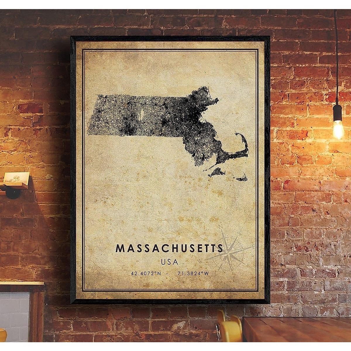 Massachusetts Vintage Map Print Massachusetts Map USA Map Art Massachusetts City Road Map Poster Vintage