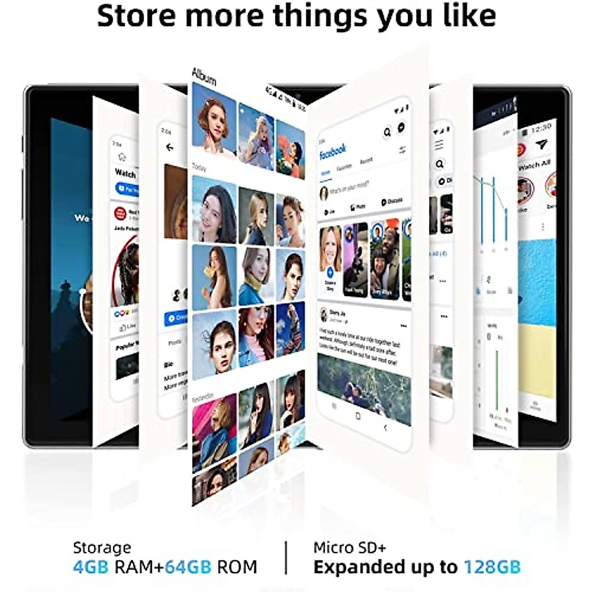 Blackview Tablet Tab8, 10.1 inch Android Tablets with 4GB+64GB Octa Core Processor,1920x1200 IPS FHD Display, 13MP+5MP Dual Camera, GPS, FM, 5G WiFi Teblet Grey