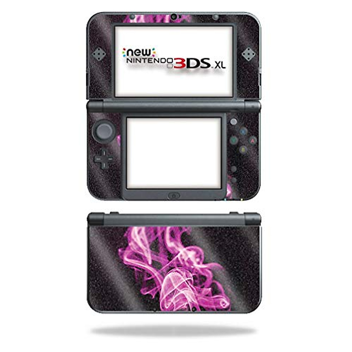 MightySkins Glossy Glitter Skin for Nintendo New 3DS XL (2015) - Pink Flames | Protective, Durable High-Gloss Glitter Finish | Easy to Apply, Remove, and Change Styles | Made in The USA
