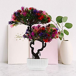Happyyami Artificial Plants Indoor Artificial Bonsai Tree Fake Bonsai Juniper Tree Faux Potted Plant Bonsai Pine Tree Simulation Bonsai Plants for Greenery Office Home Decor Small Artificial Plants