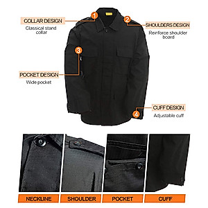 LANBAOSI Men's Tactical BDU Uniform Combat Suit Military Coat and Pants Set Black