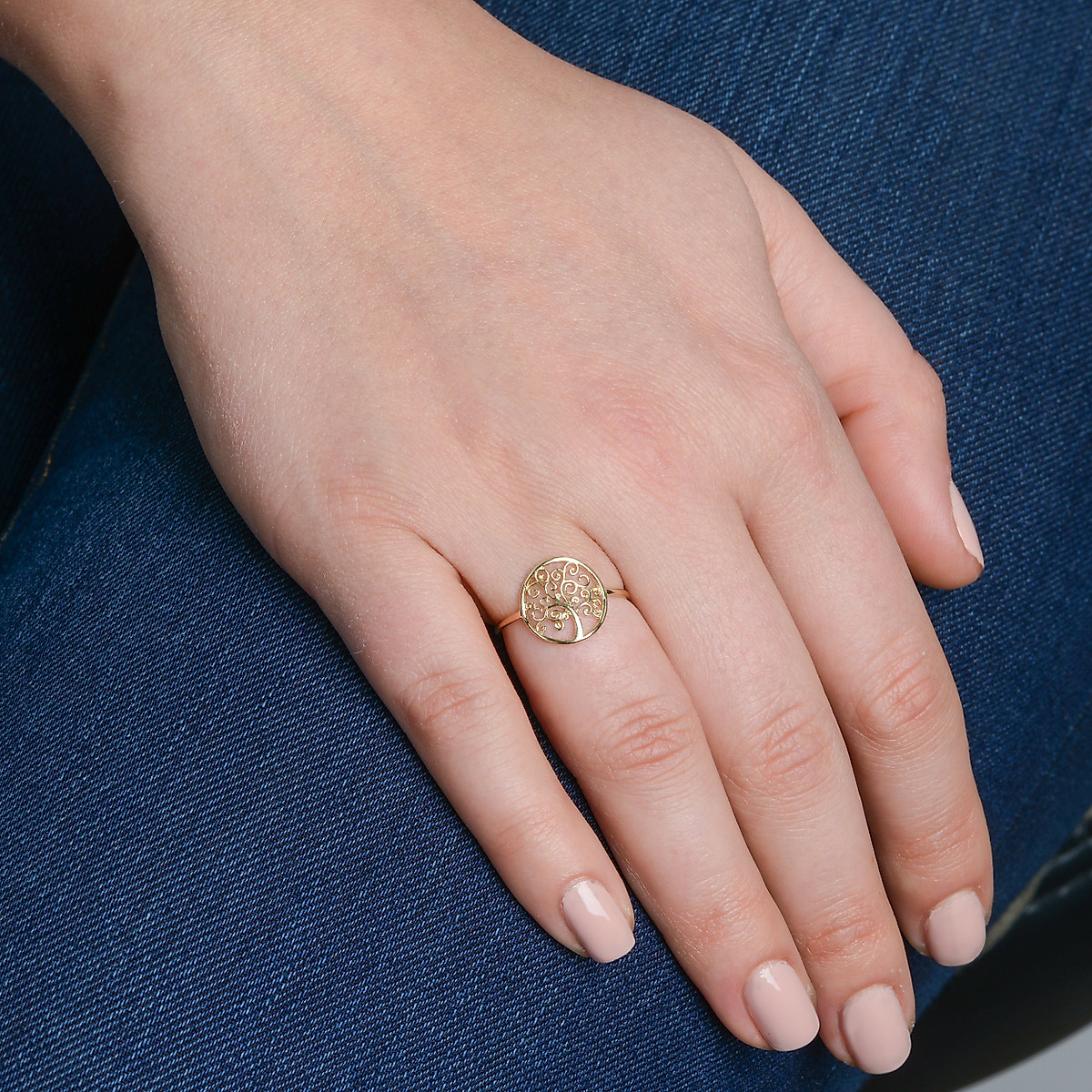 Kooljewelry 14k Yellow Gold Tree of Life Ring (size 8)