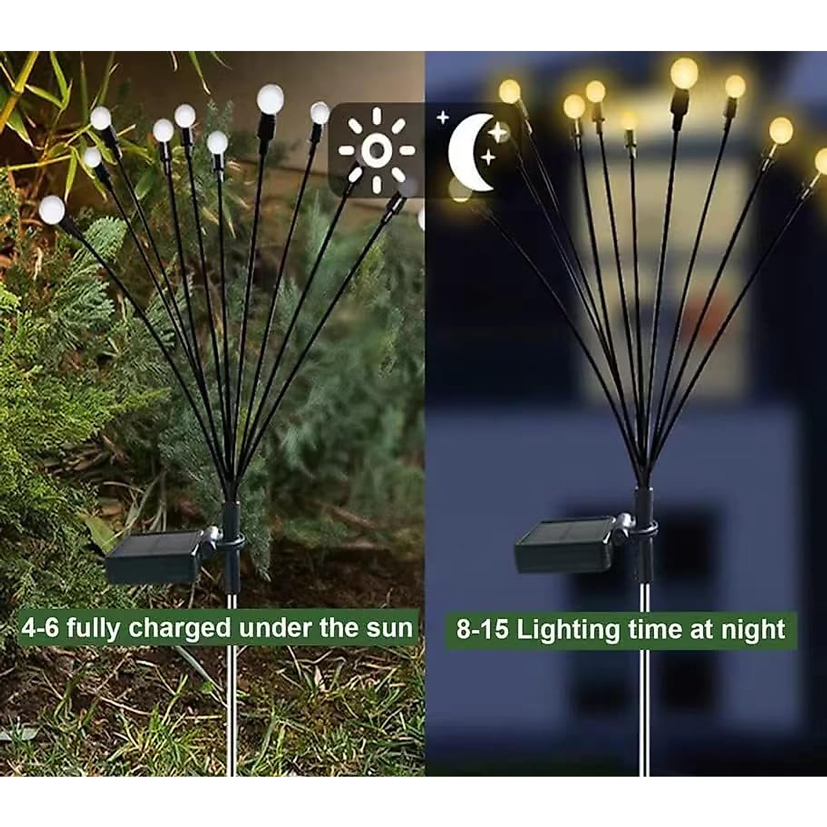 YUMMIS Upgraded Solar Swaying Light, Sway by Wind, Solar Outdoor Lights, Yard Patio Pathway Decoration, High Flexibility Iron Wire & Heavy Bulb Base, Warm White(2 Pack)