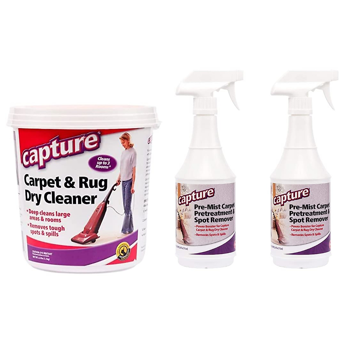 Capture Carpet & Rug Dry Cleaner (2.5lb) & Pre-Mist Soil Release for Carpet Dry Cleaner, Carpet Cleaning Pre Spray (2 Pack) - Bundle