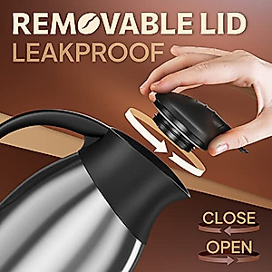 Thermal Insulated Coffee Carafe Pitcher 51 Oz - Vacuum Double Walled Stainless Steel Thermos Butler – Hot Chocolate Coffee Water Tea Beverage Server With Brush by Coffmax