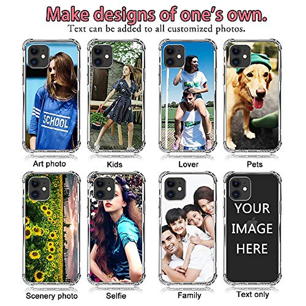 AnNengJing Custom iPhone 11 6.1 in Cases Soft TPU Bumper Crystal Clear Shock Absorbing Cover Personalized Photo Phone Cases for iPhone 11 6.1"