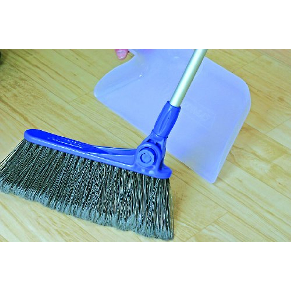 Camco Adjustable Broom and Dustpan - Portable & Compact Full Size Broom - Adjusts from 24-52 Inches, Ideal for RV, Marine, and Home Use (43623-A)