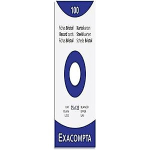 Exacompta - Ref 13301E - Bristol Plain Board for Printing (Pack of 100) - 75 x 125mm in Size, 205gsm Card, Compatible with Printers - Suitable for Exam Revision & Notes - White
