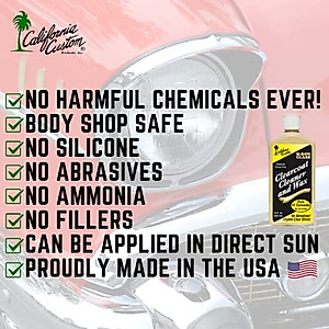 CALIFORNIA CUSTOM Products - M-Ron Glass Clearcoat Cleaner & Wax with Finest Pure #1 Carnauba Wax That Seals and Protects With A Crystal Clear Shine, No Silicone, Body Shop Safe, Can Be Applied In Direct Sun Light! (12 oz Bottle)