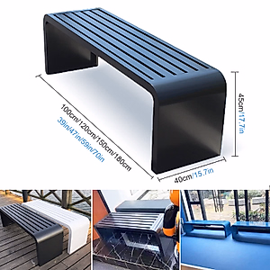 ARMERI Outdoor Garden Bench, Contemporary Armless Metal Park Bench 100/120/150/180cm for Outdoor Beach, Patio, Pool, Lawn, Outdoor Furniture, Park Bench,Black,180x40x45cm