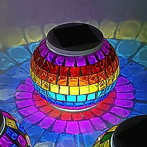 A2B Mosaic Solar Light Solar Powered Mosaic Glass Ball Light IP44 Waterproof Solar Garden Lights Auto ON/Off Solar Table Light Solar Lawn Landscape Lamp for Home Yard Patio Party Decorations A2B
