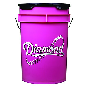 Diamond 6-Gallon Pink Ball Bucket with 18 DRC-10RFPSC 10-inch Yellow Softballs