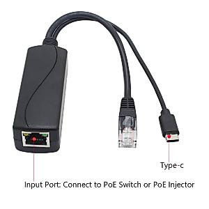 ANVISION 2-Pack 5V Gigabit PoE Splitter, USB Type C, 48V to 5V 2.4A Adaper, IEEE 802.3af Compliant