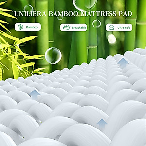 UNILIBRA Full Size Mattress Pad Cooling Rayon from Bamboo, Quilted Fitted Mattress Protector Pillow Top Mattress Cover with Deep Pocket Up to 19 Inches, Ultra Soft Filling Mattress Topper