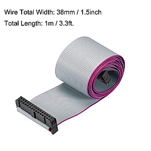 uxcell IDC Wire Flat Ribbon Cable FC/FC Connector A-Type 30 Pins 2.54mm Pitch 1m Length Gray