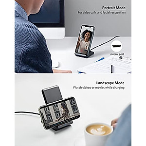 Anker Wireless Charger, 313 Wireless Charger (Stand), 10W Max Qi-Certified Fast Charging iPhone 14/14 Pro/14 Pro Max/13/13 Pro Max, Galaxy S20, S10, S9 (No AC Adapter)