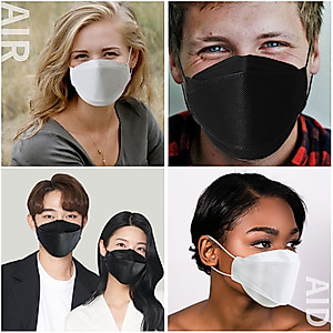 AIRAID-KF94 [Individually Wrapped] - Made in Korea, 4-Layer Filter, 3D Face Mask, Black, White, Adult and Older Teens (Black-50P)