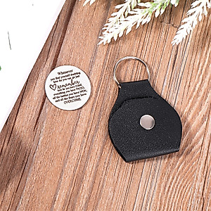cobee Pocket Hug Token, Encouragement Long Distance Relationship Keepsake Stainless Stell Double Sided Inspirational Pocket Hug Token Gift with Leather Keychains for Family, Friends, Lovers(Style-A)