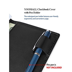 YOOMALL LYOOMALL Leather Checkbook Register Cover Holder Case with Pen Holder Slim Wallet