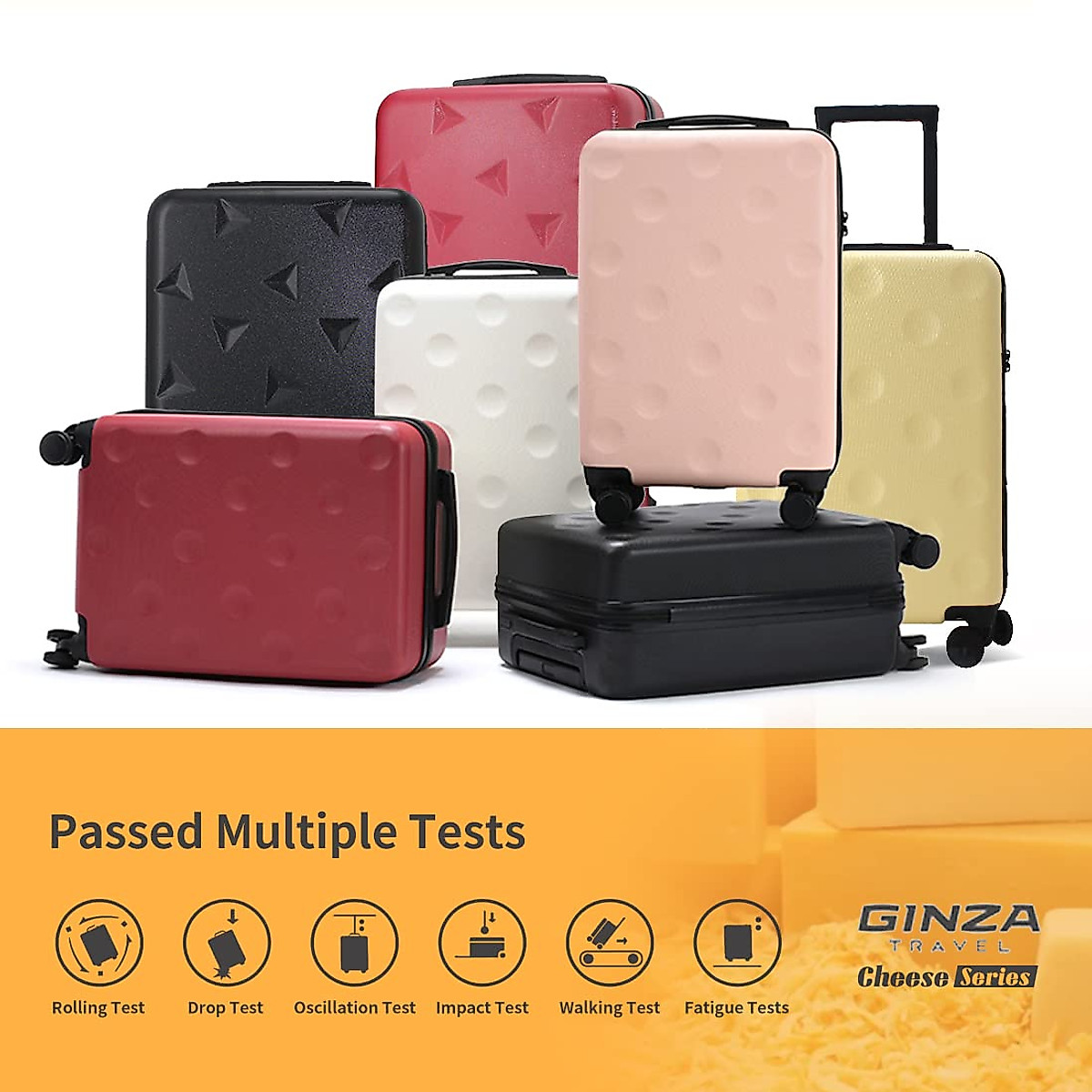 GinzaTravel 2 Piece luggage sets PC Hardside Lightweight Suitcase with 4 Universal Wheels TSA Lock Carry-on suitcase 2026inch (Pink(Circle), 2-Piece Set(20/26))