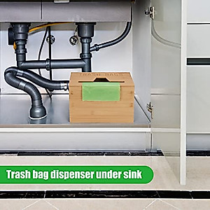ZZYZSFUS Trash Bag Dispenser For Plastic Bags, Garbage Bag Organizer Roll Holder Under Sink, Bamboo Wall Mounted Trash Bag Organizer for Cabinet Kitchen Countertop - Large
