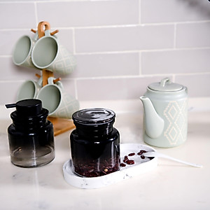 H Halston Glass Storage Jar Organizer, Bathroom & Kitchen Countertop Storage for Accessories, Stylish Home Solution, Black Ombre