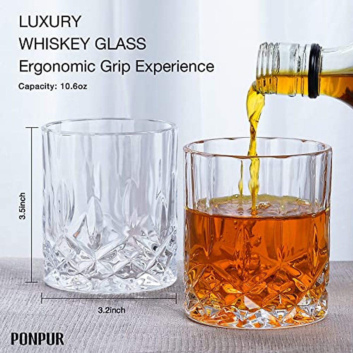 PONPUR Gifts for Men Him Husband from Wife, Whiskey Decanter Set with 2 Whisky Glasses, Unique Anniversary Birthday Gift for Husband, Cool Christmas Presents for Scotch Bourbon Lovers