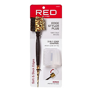 Red by Kiss Professional 3 IN 1 Edge Brush. Comb. Rat-tail Brush with Case