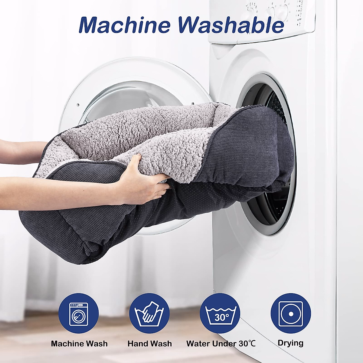 Siooko Large Dog Beds for Large Dogs Machine Washable Rectangle Pet Beds with Anti-Slip Bottom, Soft Sleeping Dog Sofa Bed Durable (30'', Grey)