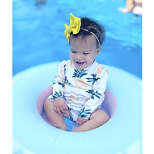 uideazone Baby Girls One-Piece Zippered Swimsuit Swimwear UPF 50+ Rashguard Long Sleeve Bathing Suits Summer Sunsuit 6-12 Months