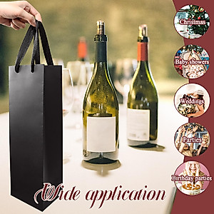 CZWESTC 20 Pack Kraft Paper Wine Bags with Handles Black Wine Bottle Bags BulkWine Gift Bags Shopping Bags Party Bags Retails Bags Whiskey Champagne Bottles Bags-3.5×4.3×13.8 in