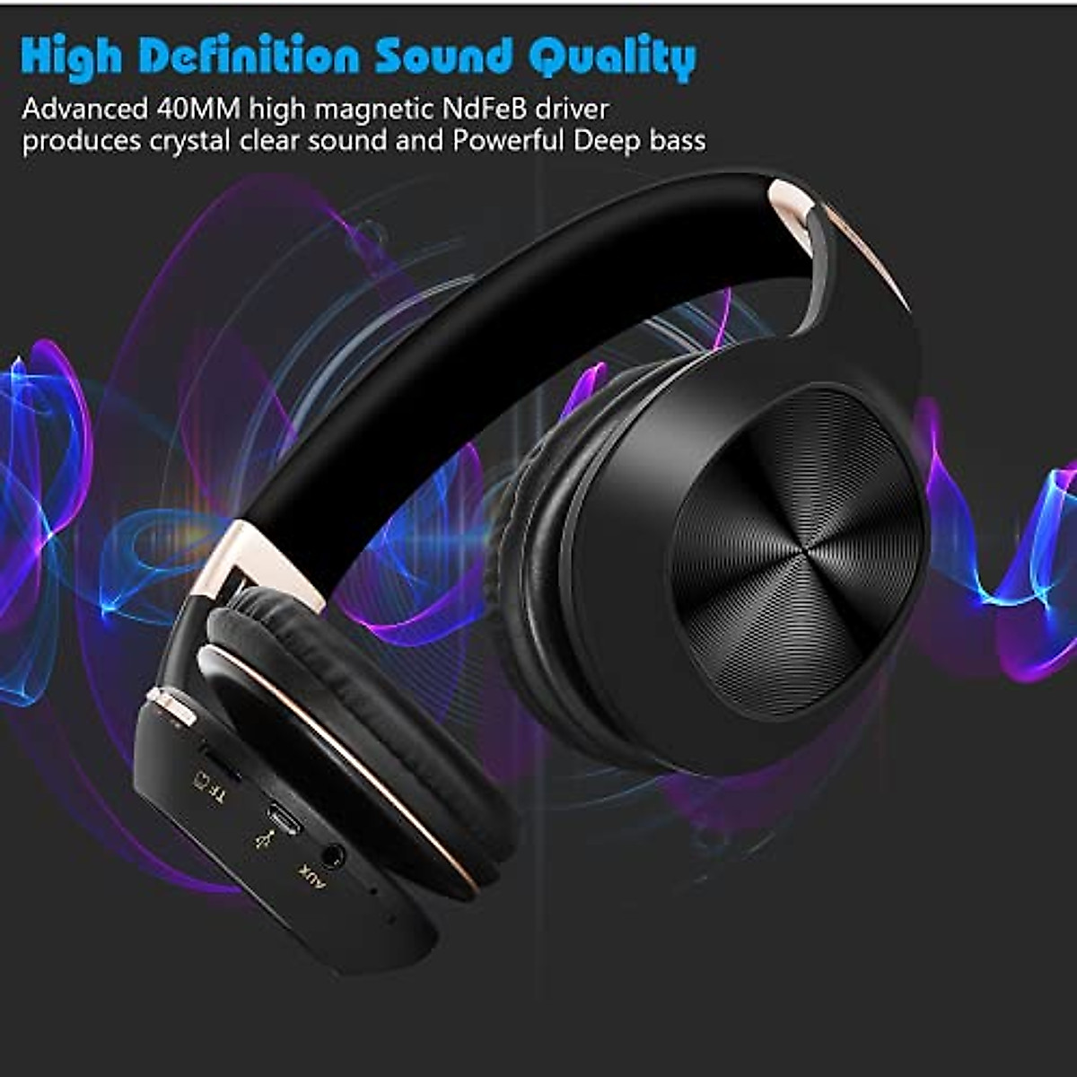 UrbanX Perfect Comfort 955 II Overhead Wireless Bluetooth Headphones for Gionee P5 Mini Noise Isolation, with – Black