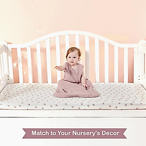 JOHNPEY Muslin Crib Sheets Neutral - Mini Crib Sheets for Baby Boys and Baby Girls - Toddler Bed Sheets, 28"x 52", 2 Pack (Floral & Sand)