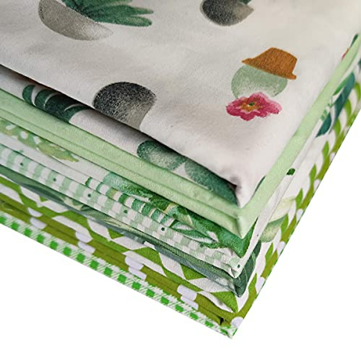 Quilting Fabric Misscrafts 8pcs 100% Cotton Craft Fabric Bundle Squares Fat Quarters 18" x 22" Multicolored for Patchwork DIY Sewing Scrapbooking Green Plant