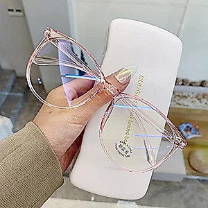 Transparent Computer Glasses Frame Women Men Anti Blue Light Round Eyewear Blocking Glasses Optical Spectacle Eyeglass (Gray)