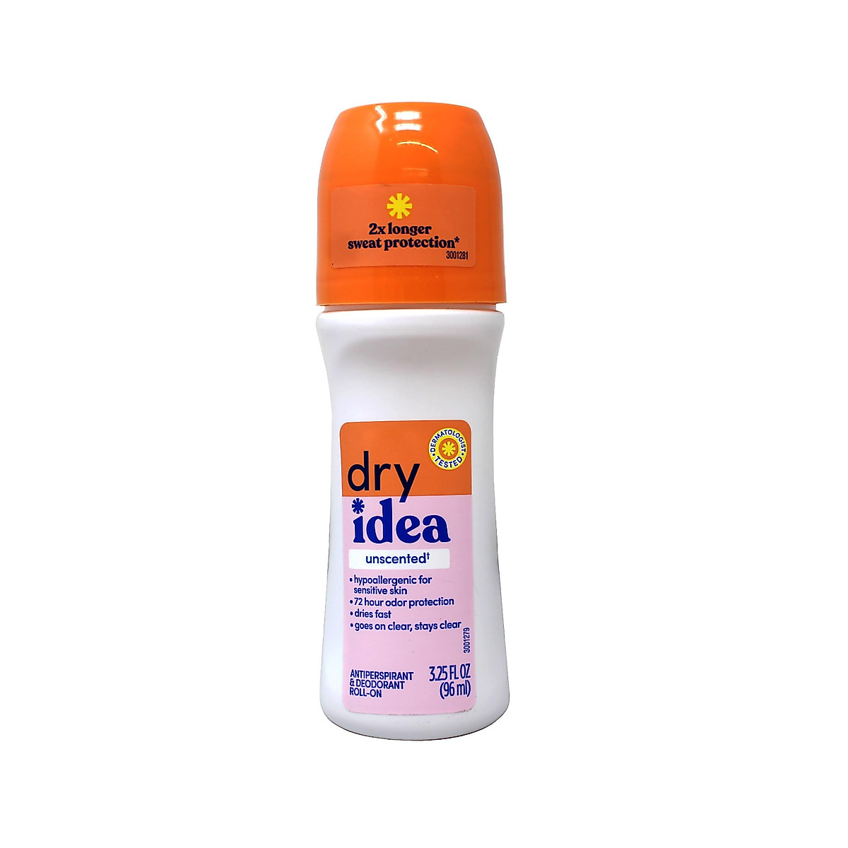 Dry Idea Anti-Perspirant Deodorant Roll-On Unscented, 3.25 Fl Oz (Pack of 3)