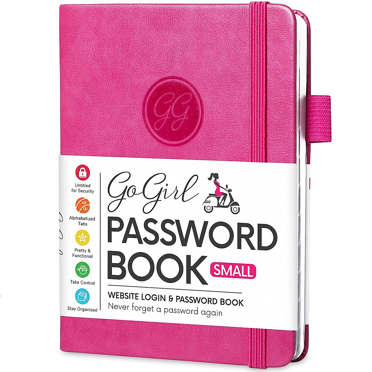 GoGirl Password Book with Alphabetical tabs - Internet Address & Password Keeper Logbook for Password Organization. Journal Notebook for Saving Website Logins Pocket Size 4.0"x5.5", Hot Pink