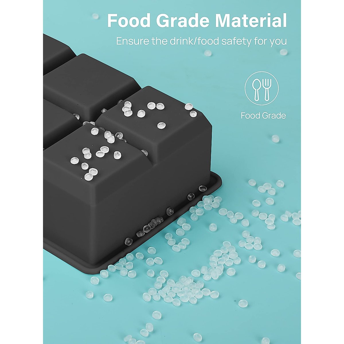Kootek Ice Cube Trays with Lid (Set of 4), Silicone Large Square Ice Cube Maker Ice Cube Molds for Whiskey, Cocktails and Homemade Freezer