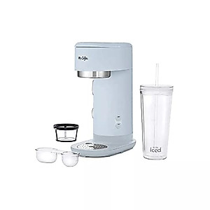 Mr. Coffee Iced Hot Single-Serve Coffee Maker with Reusable Tumbler and Nylon Filter - Light Gray