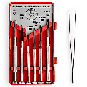 Mini Screwdriver Set Plus Tweezer, 7 PCS Total, Small Screwdriver Set with 6 Different Size Flathead and Phillips Screwdrivers, Precision Screwdriver Set for Jewelry, Watch, iPhone, Eyeglass Repair