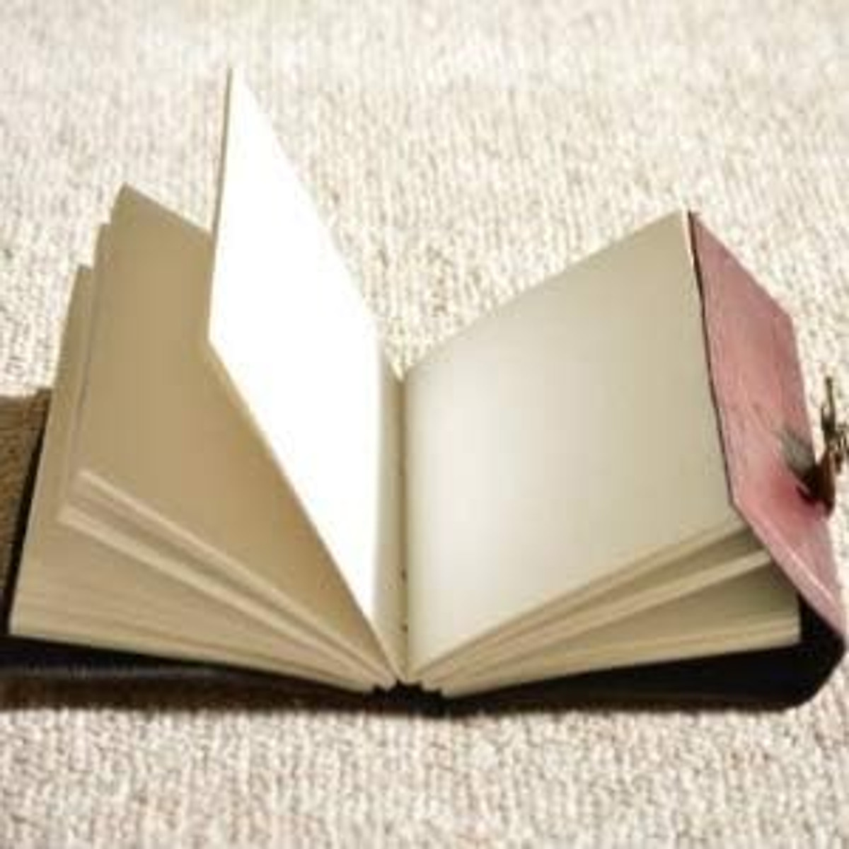 Antique Leather Journal, Leather Bound Writing pad, Blue Stone Embossed Blank Unlined Paper Notebook for Travel, Office, Thoughts, Sketching with Clasp, Vintage Gift for Men and Women Brown 7X5 Inches