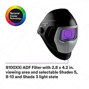 3M Speedglas Welding Helmet 9100, 06-0100-30iSW, with Auto-Darkening Filter 9100XXi 3 Arc Sensors for MMAW TIG MIG Tack Plasma Arc Welding and Grinding Mask, 1 Each, Black