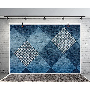 Laeacco 7x5ft Photography Background Jeans Inlaid Rhinestone Photo Booth Props Diamond Denim Background Slant Lattice Square Clothes Backdrops for Photography Portraits Fashion Photo Backdrop