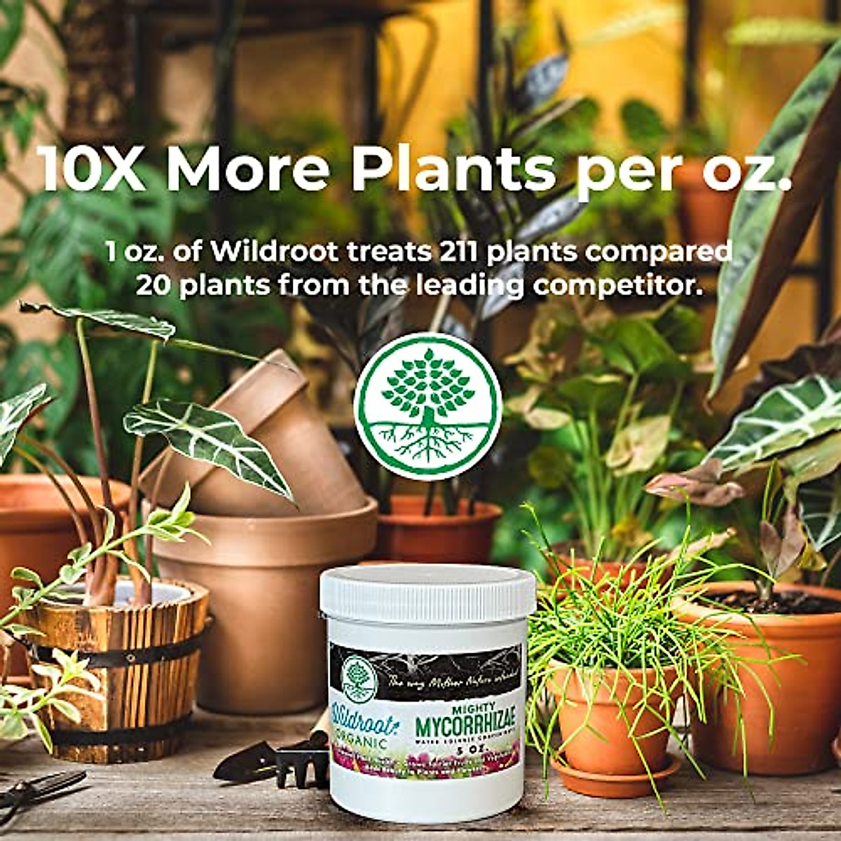 Wildroot Organic Mycorrhizae 16 Species Mycorrhizal Inoculant Drought Proof’s Plants &Trees, Saves Water & Precious Fertilizer, Root Stimulator Explodes Root Growth (5oz - 1055 Plants)