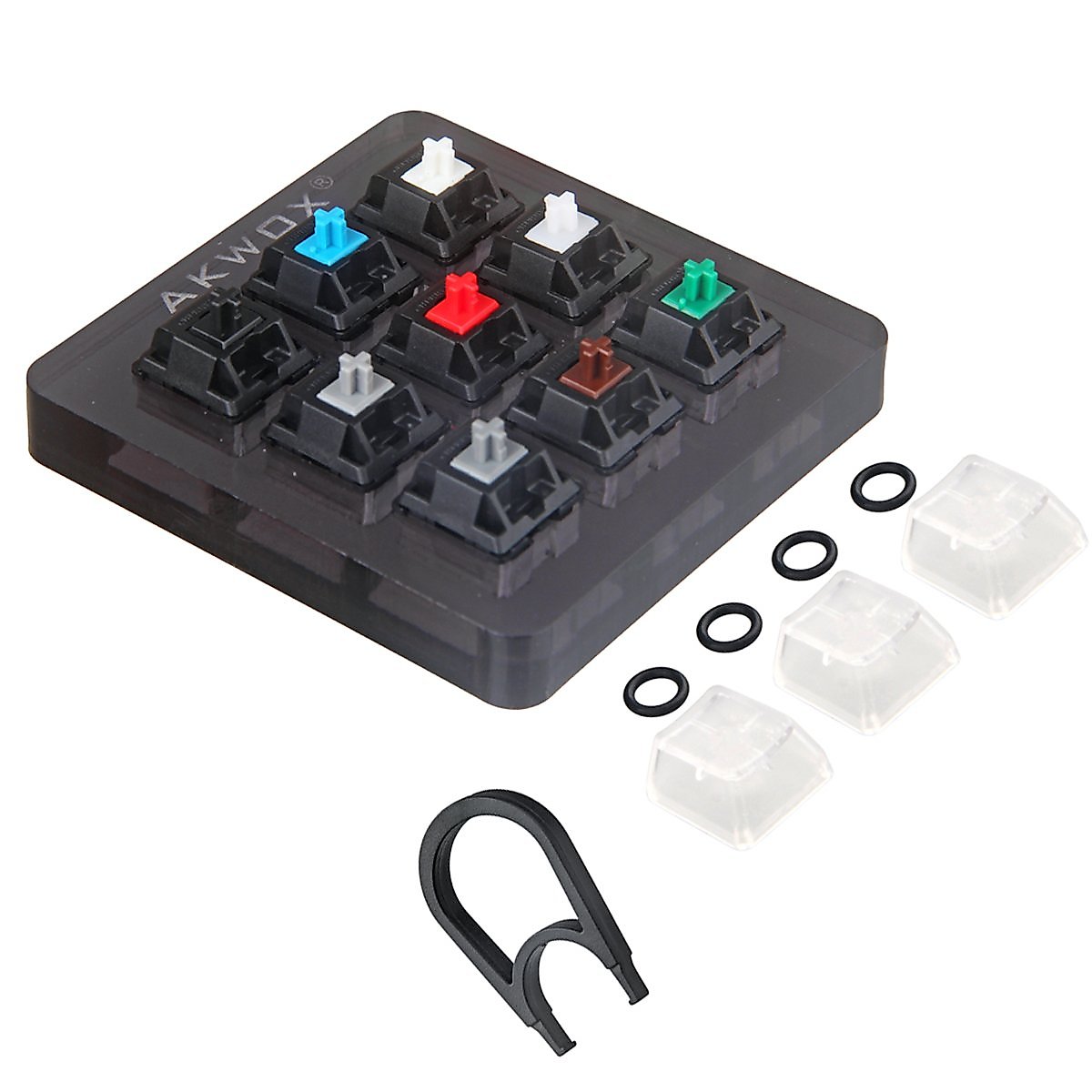 AKWOX 9-Key Cherry MX Switch Tester, Keycap Puller, Keyboard Keycap, O-Ring Sampler Tester Kit