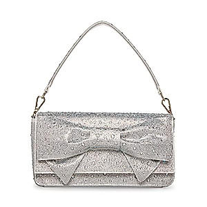 Betsey Johnson Rhinestone Convertible Bow Bag, Silver